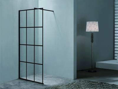 China 6mm 8mm Tempered Glass Frameless Sliding Shower Enclosure 80x200cm Black Aluminum Frame for sale