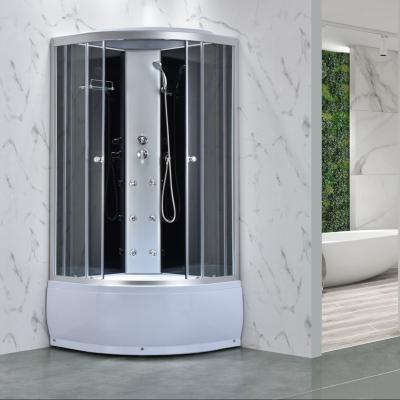 China 800x800x2150mm Sliding Shower Cabin Tempered Glass 5mm with Black Aluminum Frame for sale