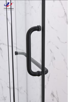 China 6mm Tempered Glass Black Aluminum Sliding Shower Enclosure 90x90x200cm for sale