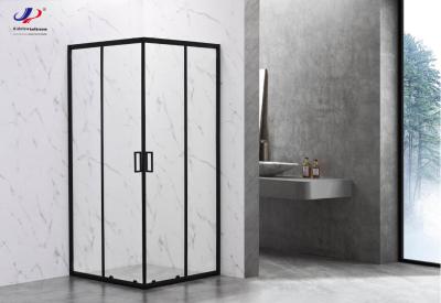 China 4mm 5mm Tempered Glass Square Sliding Shower Enclosure 80x190cm Black Aluminum Frame for sale