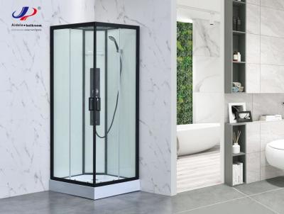 China Sliding Shower Room 80x80x215cm 4mm Tempered Glass Matt Black Frame for sale