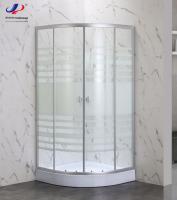 China Quadrant Shower Enclosure 80x80cm Aluminium Frame White Stripes Glass Sliding Door for sale