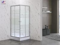 China Square Shower Enclosure 80x80cm White Block Striped Glass Aluminum Frame Sliding Door for sale