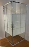 China White Block Glass Square Shower Enclosure 90x90x185cm Chromed Aluminum Frame Sliding Door for sale