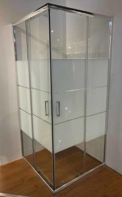 China White Block Glass Square Shower Enclosure 90x90x185cm Chromed Aluminum Frame Sliding Door for sale