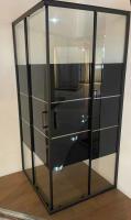 China 5mm 6mm Black Block Glass Square Shower Enclosure 90x90x185cm Black Aluminum Frame for sale