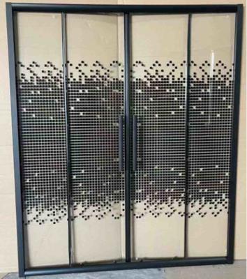 China Alum Black Stripes Frame Screen With 5/6mm Tempered  Modern Glass for sale