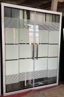 China Aluminum White Stripes Frame Sliding Shower Screen 160x190cm 5mm Tempered Glass for sale
