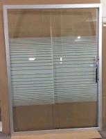 China 5/6mm Tempered White Stripes Sliding Glass Screen with Chromed Aluminum Frame 130x190cm for sale