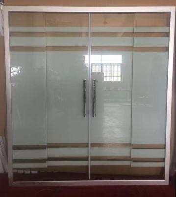 China 5/6mm Tempered White block modern Glass with Chromed Alum Frame Screen for sale