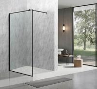 China 6mm 8mm Tempered Glass Black Aluminum Frame Frameless Shower Enclosure 80x200cm for sale