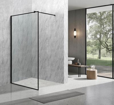 China 6mm 8mm Tempered Glass Black Aluminum Frame Frameless Shower Enclosure 80x200cm for sale