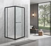 China Black Square Sliding Shower Enclosure 90x90x190cm 6mm Tempered Glass Aluminum Frame for sale
