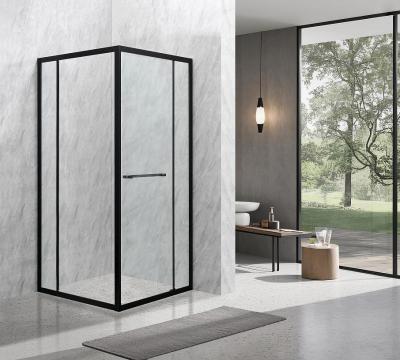 China Black Square Sliding Shower Enclosure 90x90x190cm 6mm Tempered Glass Aluminum Frame for sale