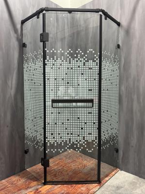 China Customizable 90x90x195cm Shower Enclosure Matt Black Profile 6mm Printing Glass for sale