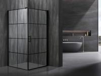China Stylish Square Shower Enclosures With Printing Glass And Black Frame for sale
