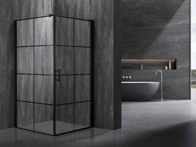 China Stylish Square Shower Enclosures With Printing Glass And Black Frame for sale