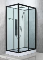 China Black Frame Sliding Shower Room 90x90x215cm with Tray and Roof Tempered Glass for sale