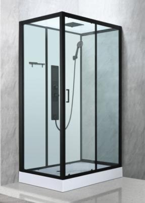 China Black Frame Sliding Shower Room 90x90x215cm with Tray and Roof Tempered Glass for sale