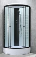 China Modern Shower Pods Cabins 90x90x215cm with Printing Glass and Black Aluminum Frame for sale