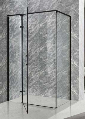 China Black Aluminum Hinged Shower Enclosure 120x80x195cm Clear Tempered Glass for sale