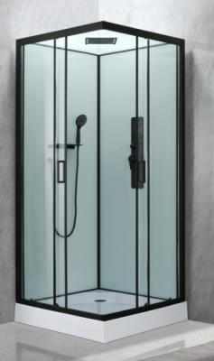 China Modern Black Frame Sliding Shower Room 90x90x215cm with Tray and Roof for sale