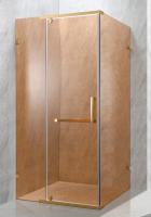 China Elegant Shower Enclosure 100x100x195cm Tinted Glass Golden Aluminium Frame for sale