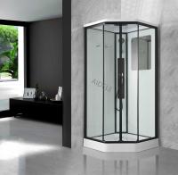 China Black Aluminum Frame Sliding Shower Room 80x80x215cm with Tempered Glass Roof and Tray for sale