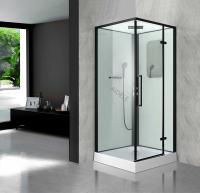 China Black Aluminum Frame Shower Cabin 80x80x220cm with Glass Roof Mirror Tray for sale