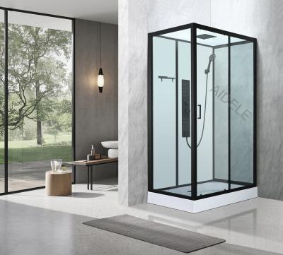 China R18 Matt Black Shower Room 100x80x220cm with 5mm Printed Glass and Sliding Door System for sale