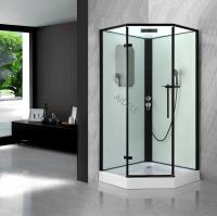 China Black Aluminum Alloy Frame Shower Cabin 800x800mm Pivot Open Outward Tempered Glass for sale