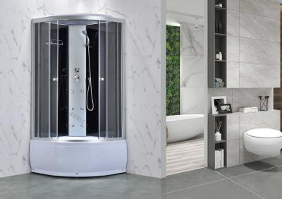 China Tempered Glass Sliding Shower Cabin 80x80x215cm Aluminum Alloy Frame with Glass Shelf and High Tray for sale