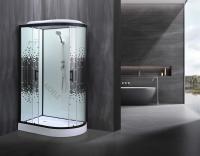 China Arc Shaped Shower Room 120x80x215cm Matt Black Aluminum Frame Sliding Door with ABS Roof and Tray for sale
