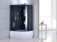China 39x39x85 Inch Steam Shower Cubicle Enclosure with 5mm Tempered Glass and Black Aluminum Frame for sale