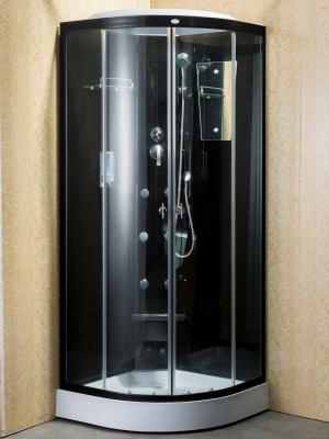 China Black Aluminum Frame Corner Shower Enclosure 900x900x2150mm Sliding Glass Door for sale