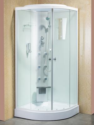 China 800x800x2150mm Sliding Shower Cubicle with 5mm Tempered Glass and Black Aluminum Frame for sale