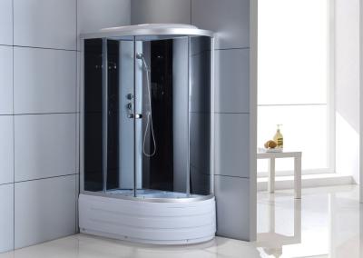 China 4mm 1200x800x2150mm Grey Aluminum Frame Sliding Shower Pod Cabin with Tempered Glass for sale