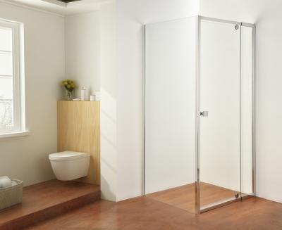 China 6mm Tempered Glass Pivot Shower Screen 990x990x1950mm Black Aluminum Frame for sale
