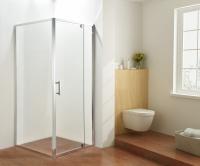 China Sliding Open Prefabricated Shower Enclosure 800×800×1900mm with 6mm Tempered Glass and Black Aluminum Frame for sale