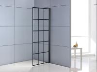 China 6mm Tempered Glass Frameless Shower Enclosure 800×800×1900mm Sliding Door with Black Aluminum Frame for sale