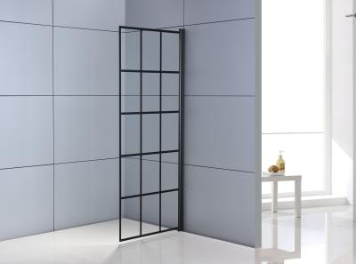 China 6mm Tempered Glass Frameless Shower Enclosure 800×800×1900mm Sliding Door with Black Aluminum Frame for sale