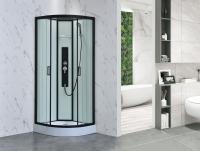 China Sliding Bathroom Shower Cubicle 800×800×1900mm / 900×900×1900mm with 6mm Tempered Glass and Black Aluminum Frame for sale