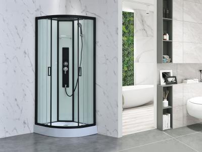 China Sliding Bathroom Shower Cubicle 800×800×1900mm / 900×900×1900mm with 6mm Tempered Glass and Black Aluminum Frame for sale