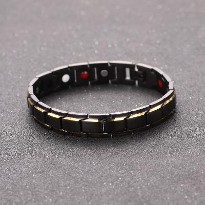 China Haughtily CLASSIC new jewelry products magnets and healthy germanium therapy gold plated titanium steel cuff bracelet for man for sale