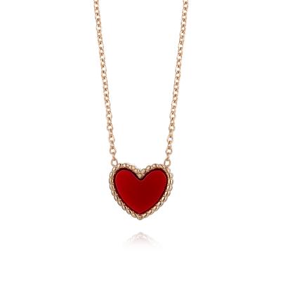 China FASHIONABLE Real 18k Gold Necklace Jewelry Real Heart Yellow Gold Pendant Necklace Gold Chains for sale