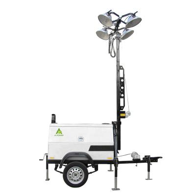 China 12kva Mitsubishi 6m Portable Light Tower 4x350W Mobile Lighting Tower for sale