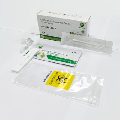 China 5 Tests/Kit SARS-CoV-2 Antigen Self Test Kit Colloidal Gold CE For Nasal Swab for sale