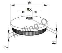 China M8 Solid Stainless Steel End Cap Handrail Tube 2MM Stainless Steel Pipe Cap for sale