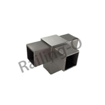 China Cross 4 Way 90° Handrail Connector 30×30 Satin Mirror QLS040.3030 for sale
