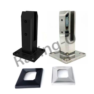 China Floor Mounted Square Glass Spigot H182 with Flat Cover Ring 2205 Duplex NATA Tested for Pool Balustrade QAF-S004.182 for sale